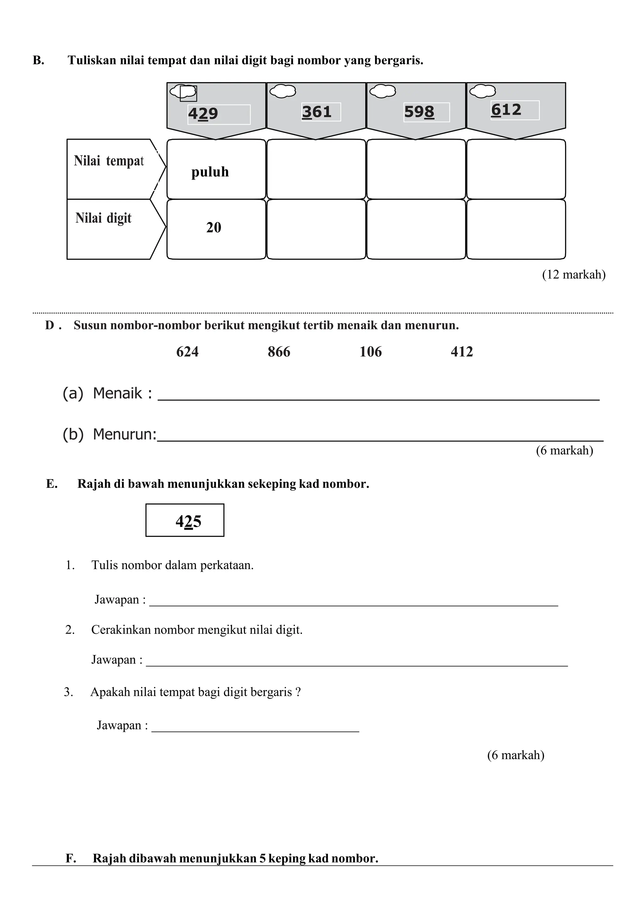 SOALAN BAHAGIAN B MATEMATIK TAHUN 2 SEKOLAH RENDAH | DOCX