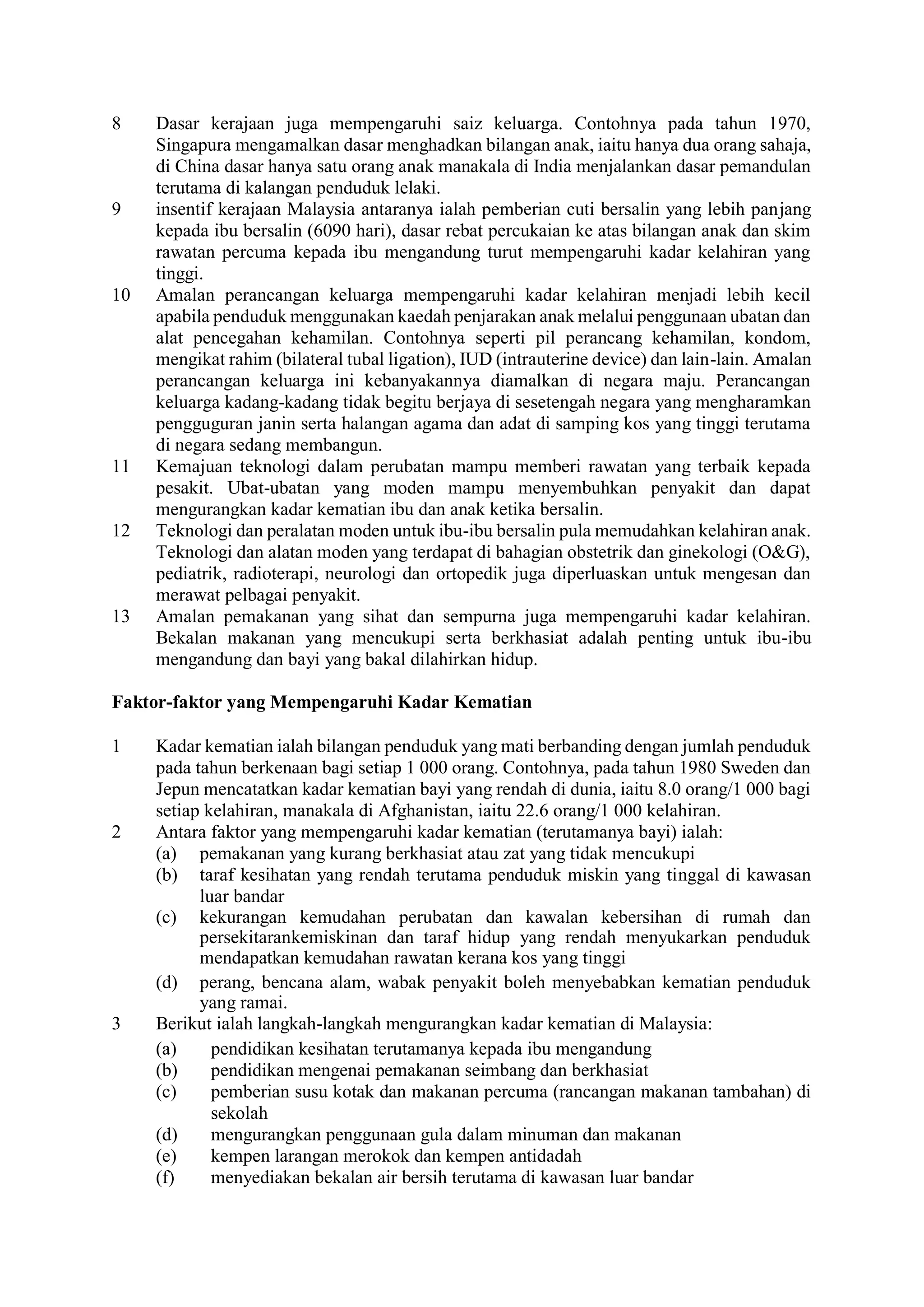 Geografi STPM-Bahagian B-Penduduk | PDF
