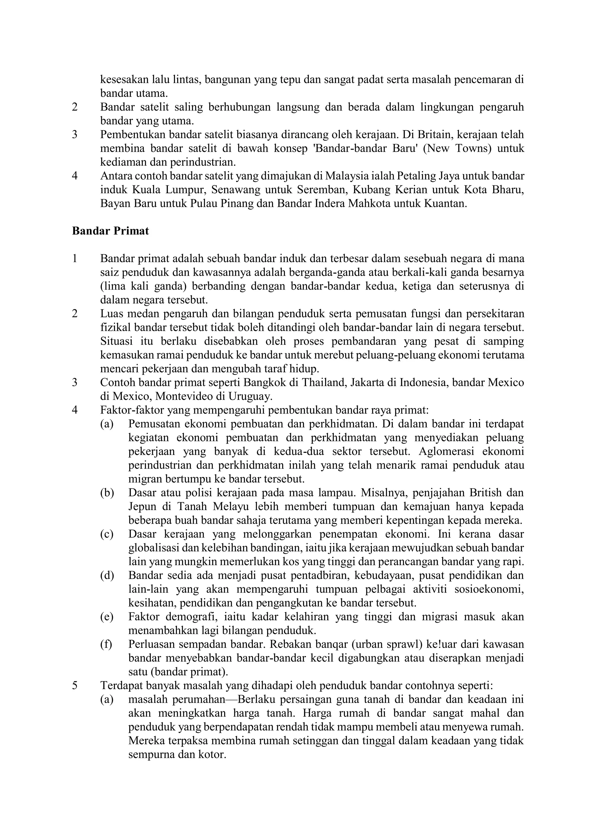 Geografi STPM-Bahagian B-Transformasi Desa dan Pembandaran | PDF