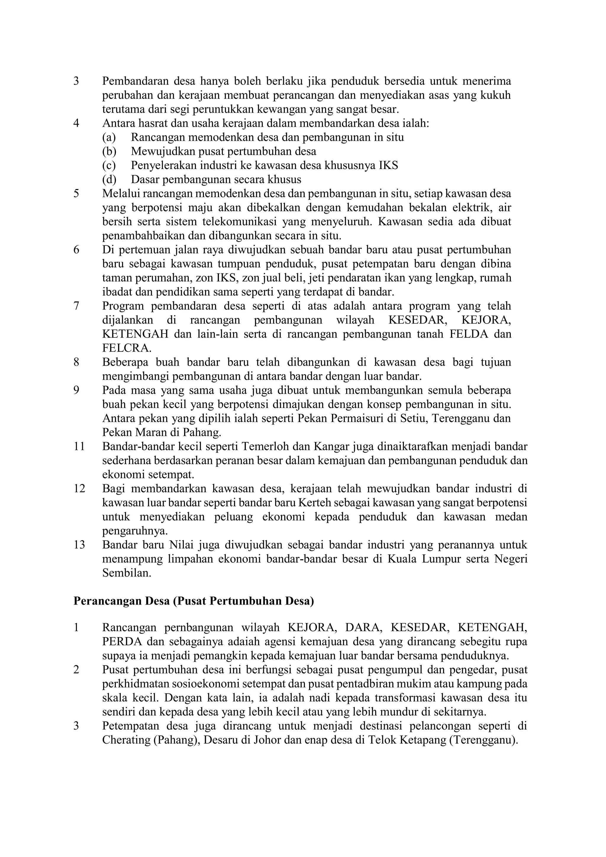 Geografi STPM-Bahagian B-Transformasi Desa dan Pembandaran | PDF