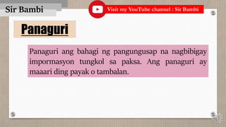 Bahagi at Ayos ng pangungusap || Simuno || Panaguri | PPTX