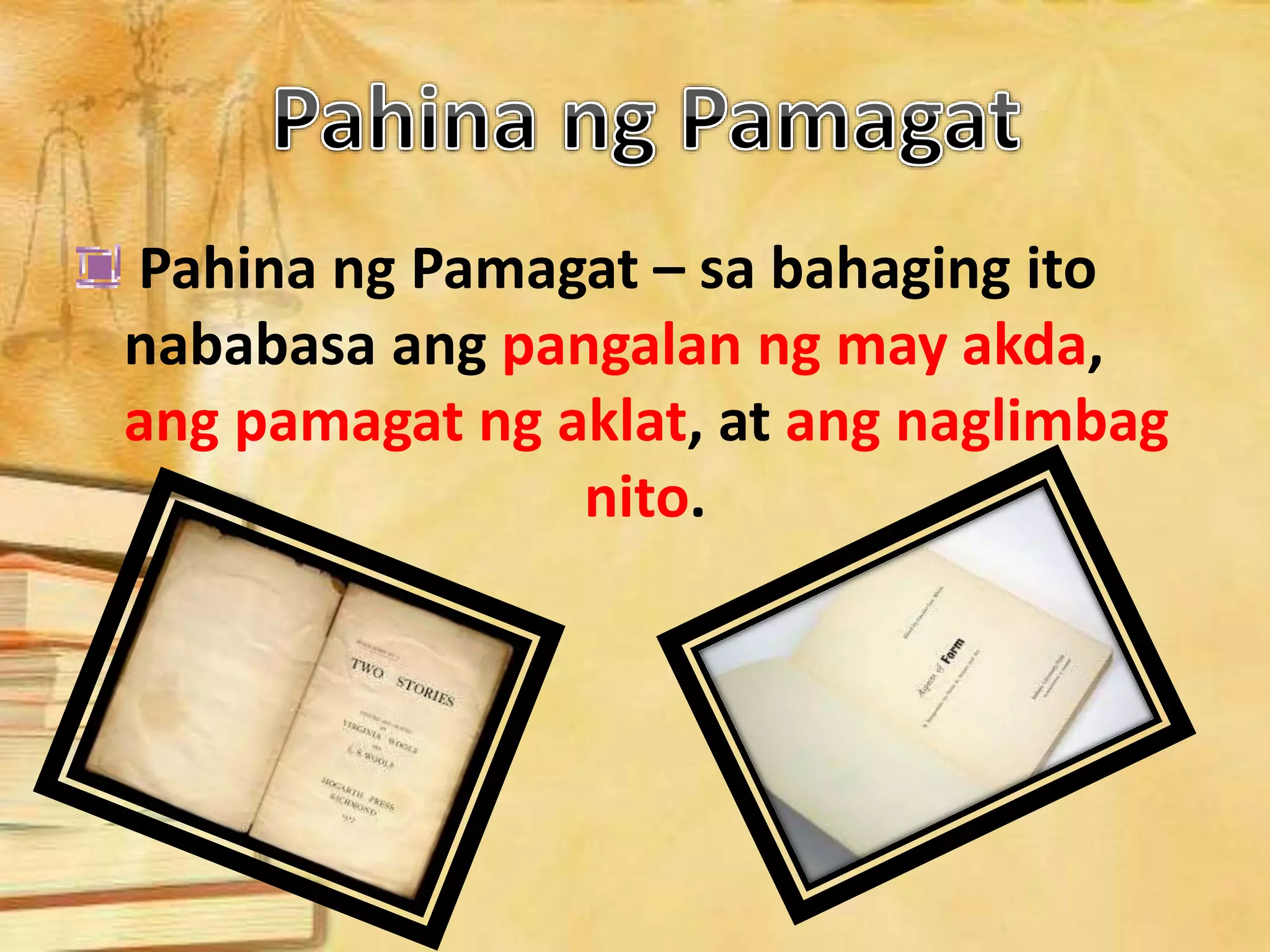 Bahagi ng aklat | PPTX