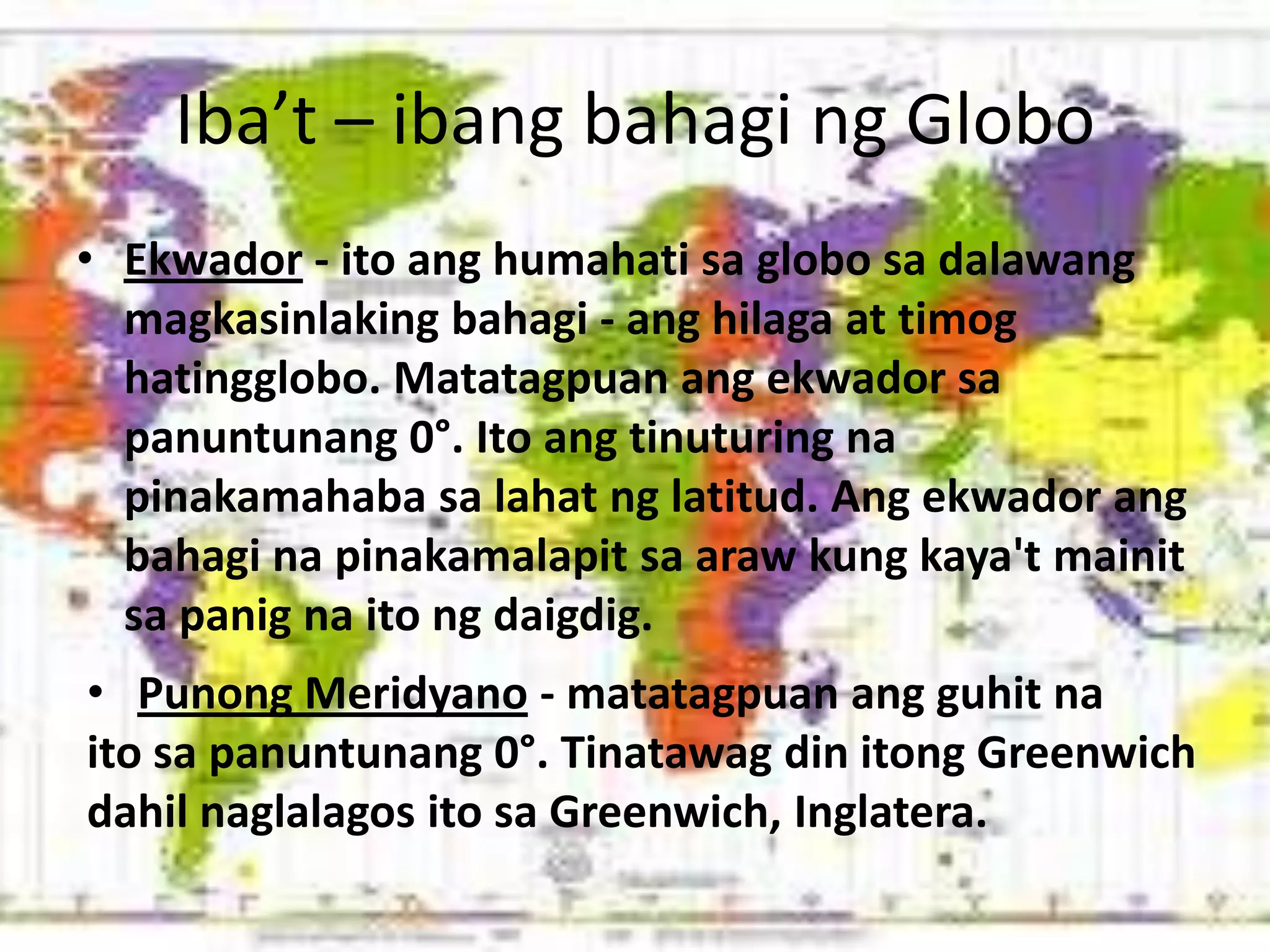 Bahagi ng globo - reports - quarter 1 - 3rd year | PPTX