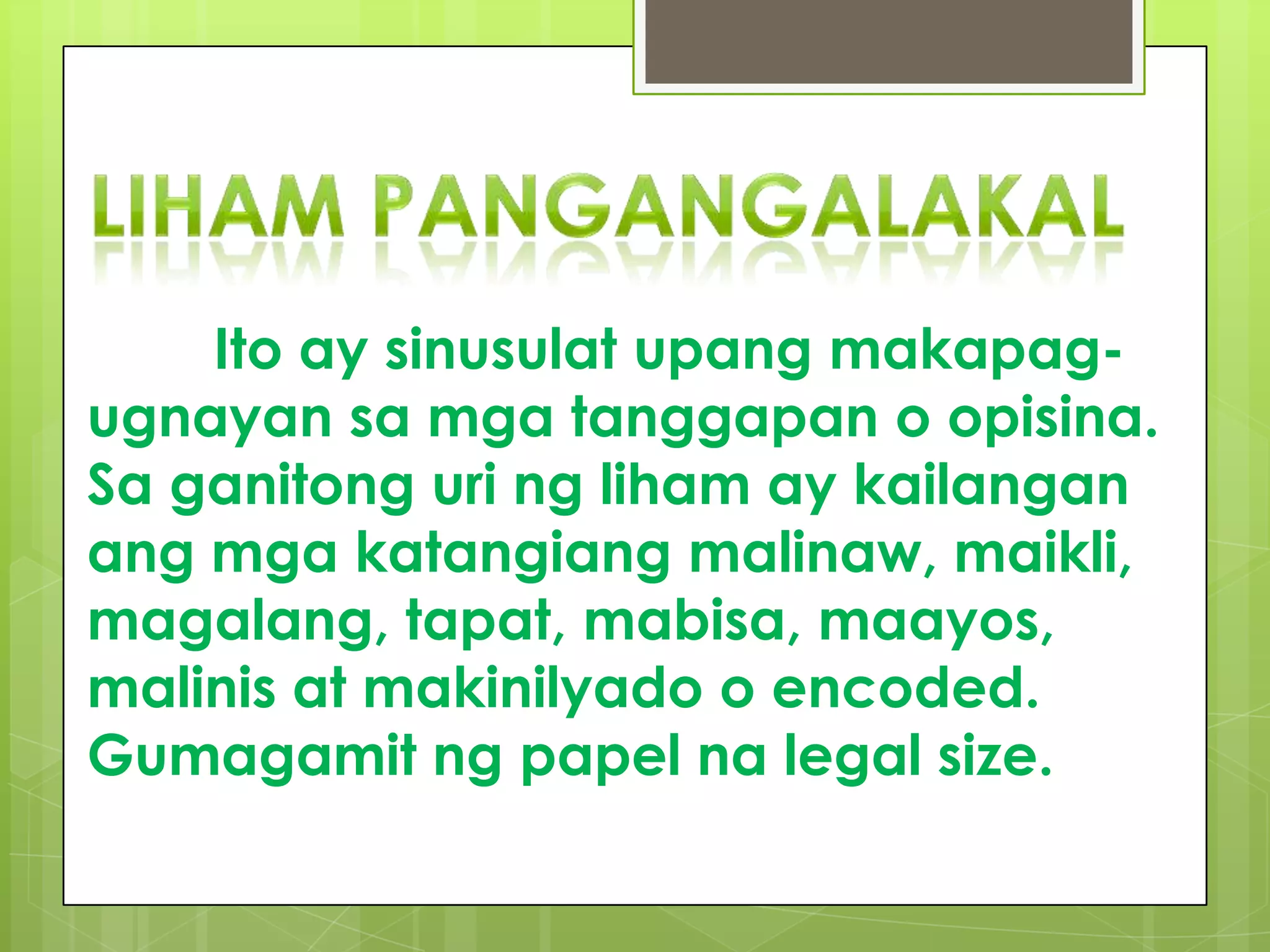 Bahagi ng liham | PPTX