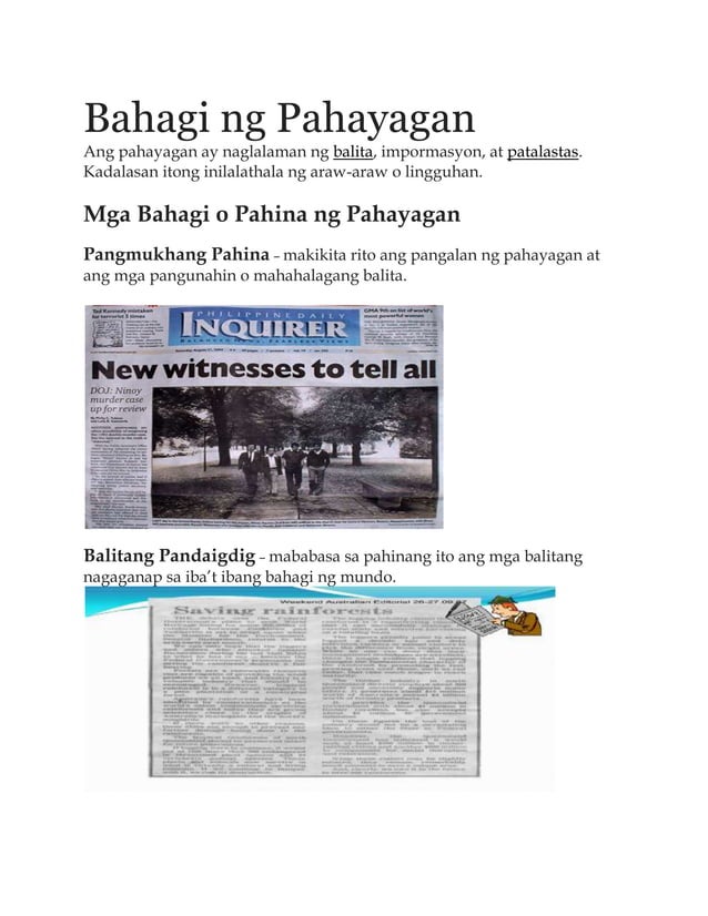 Bahagi ng pahayagan | DOCX