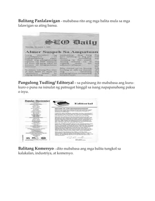 Bahagi ng pahayagan | DOCX