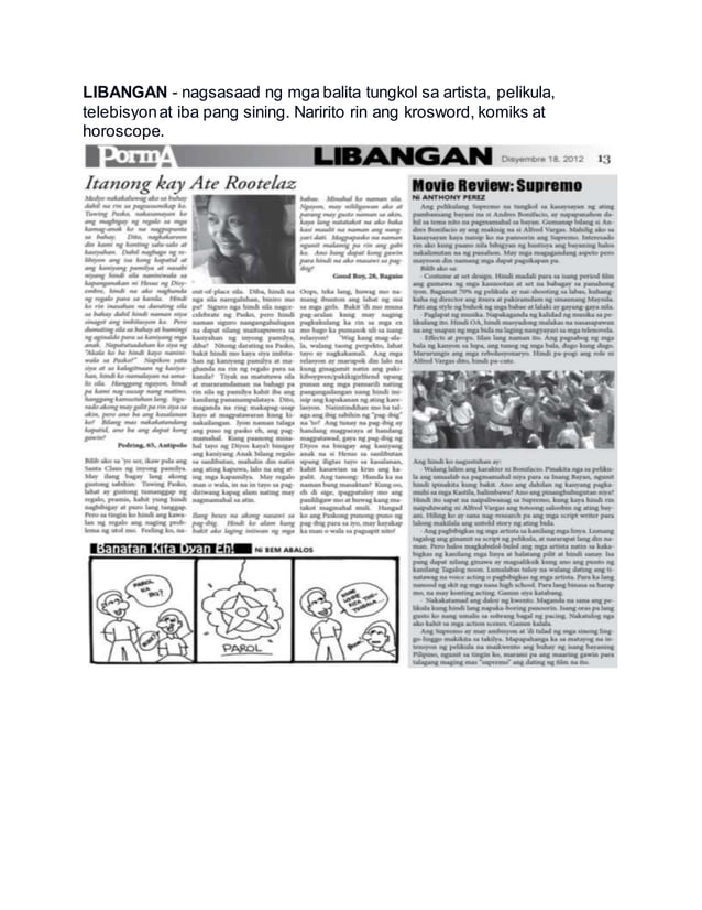 Mga Bahagi ng Pahayagan