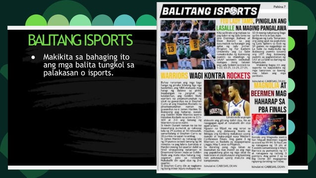 Iba't Ibang Mga Bahagi ng Pahayagan.pptx