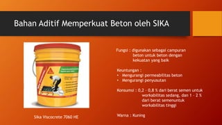 Bahan aditif pada beton | PPTX