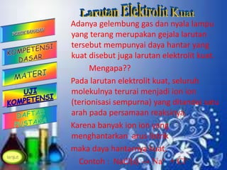 BAHAN AJAR LARUTAN ELEKTROLIT DAN NON ELEKTROLIT BERBASIS HYPERLINK | PPTX