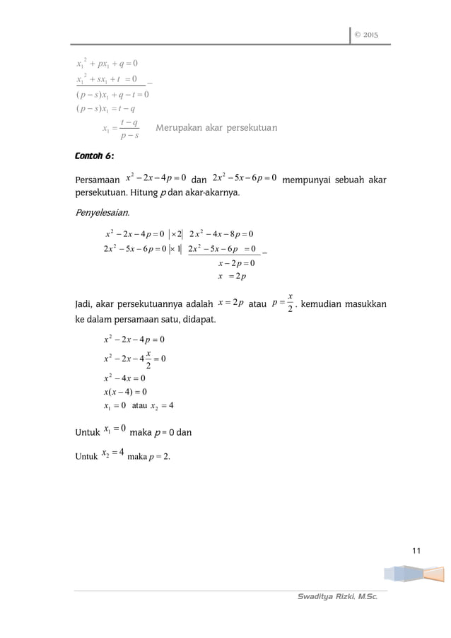 Aplikasi persamaan dan fungsi kuadrat | PDF