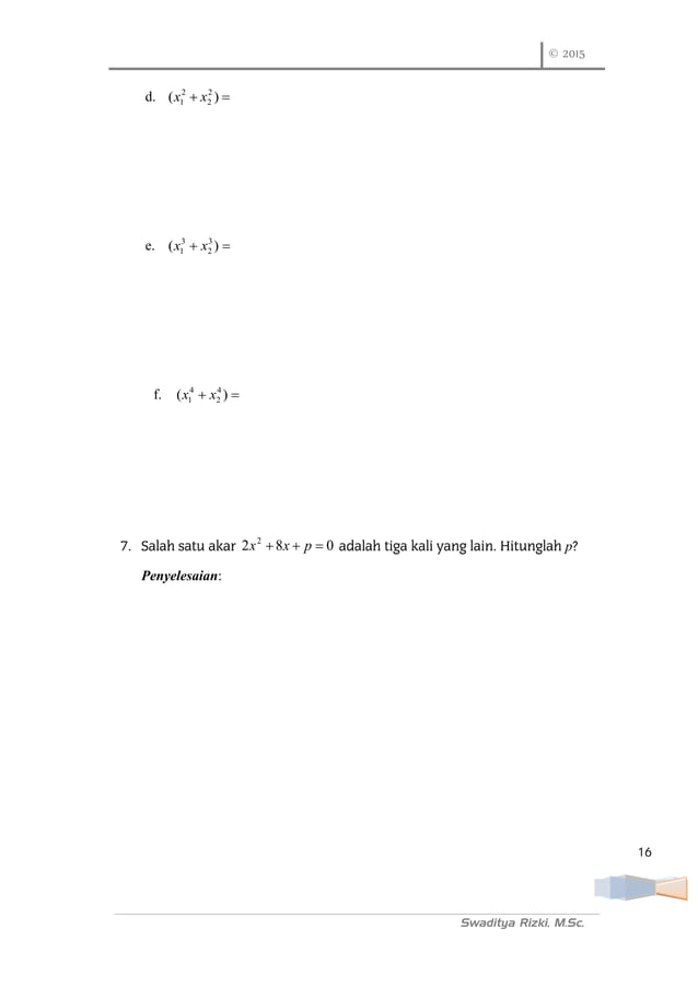Aplikasi persamaan dan fungsi kuadrat | PDF