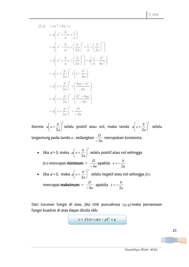 Aplikasi persamaan dan fungsi kuadrat | PDF