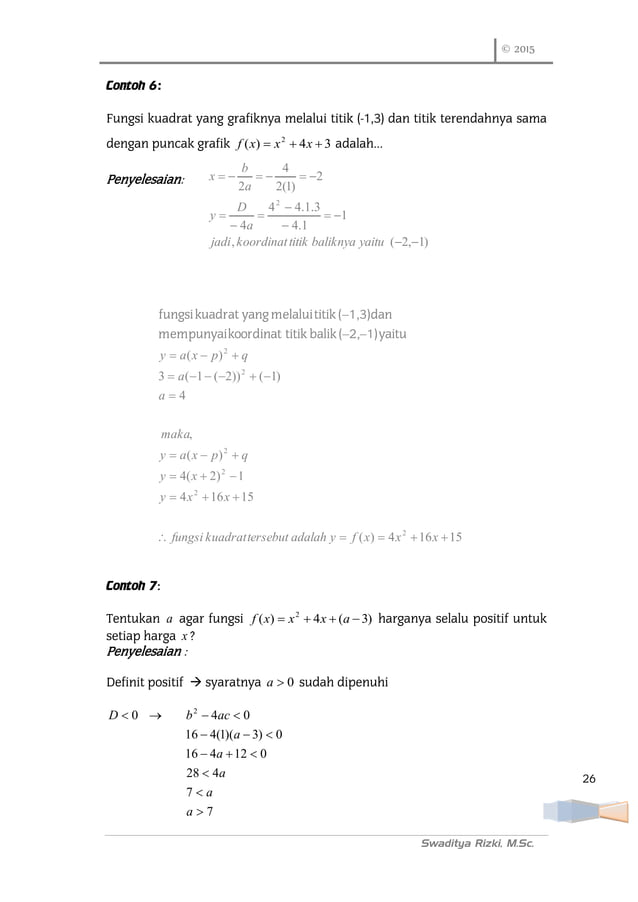 Aplikasi persamaan dan fungsi kuadrat | PDF
