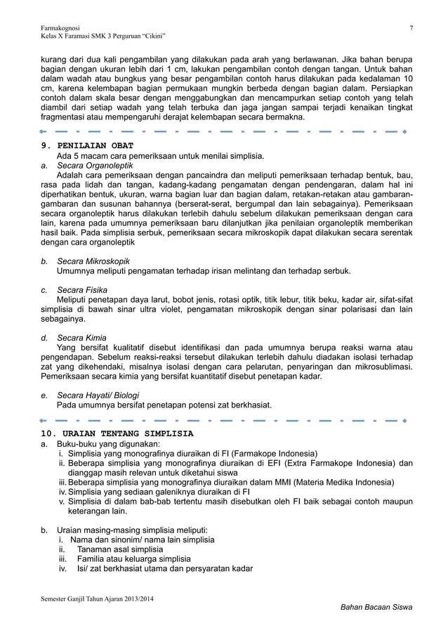 Bahan Ajar/ Modul Pembuatan Simplisia dari Tanaman Obat | DOC