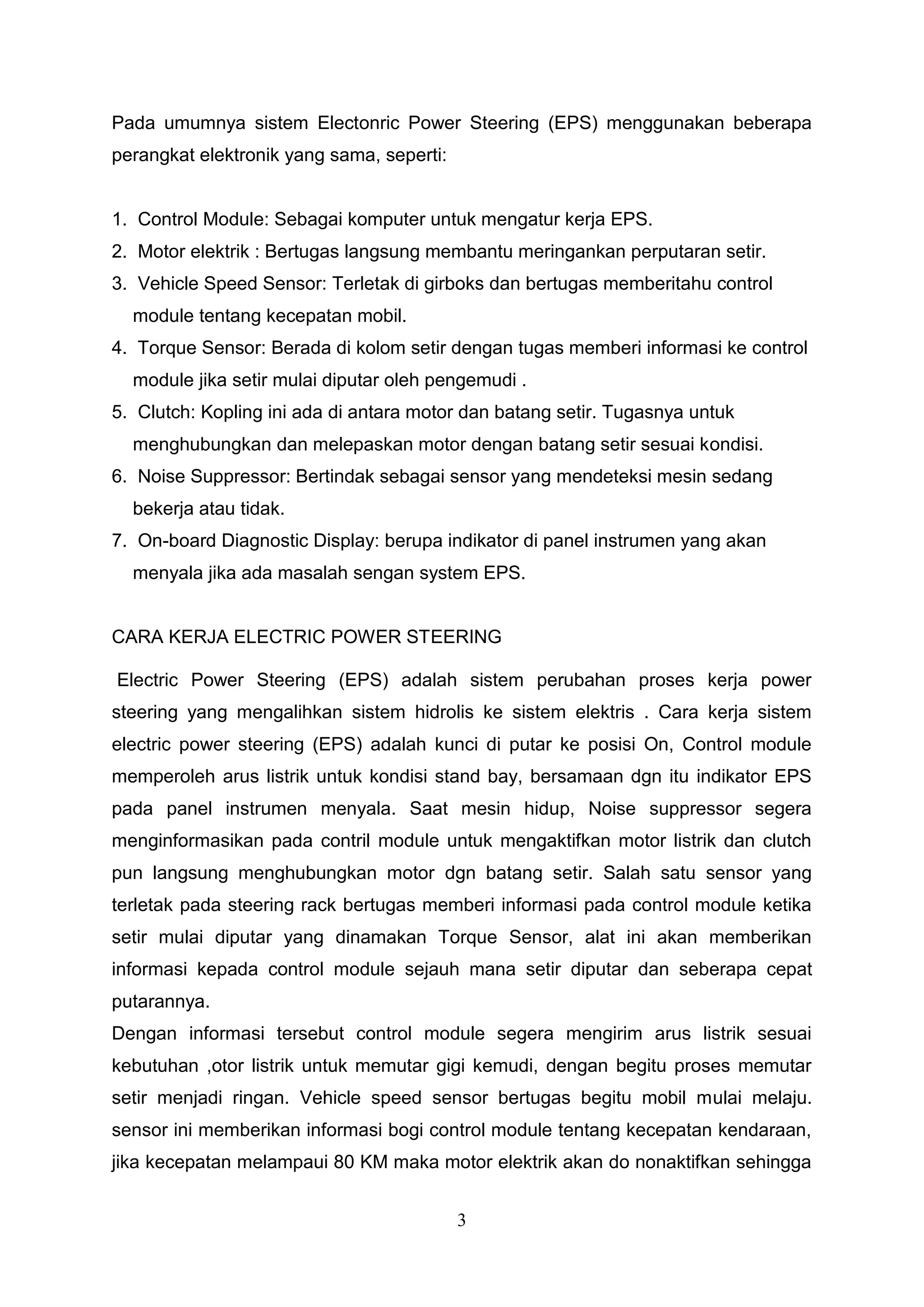 Bahan ajar 14 electronic power steering | PDF