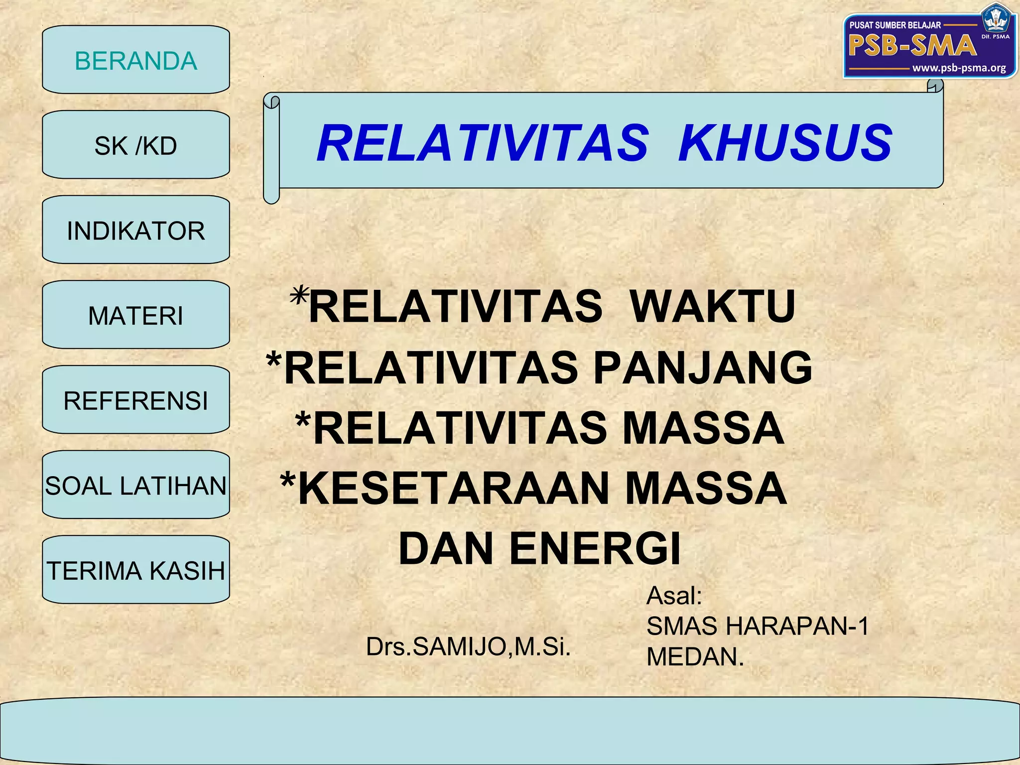Bahan ajar fisika relativitas khusus | PPT