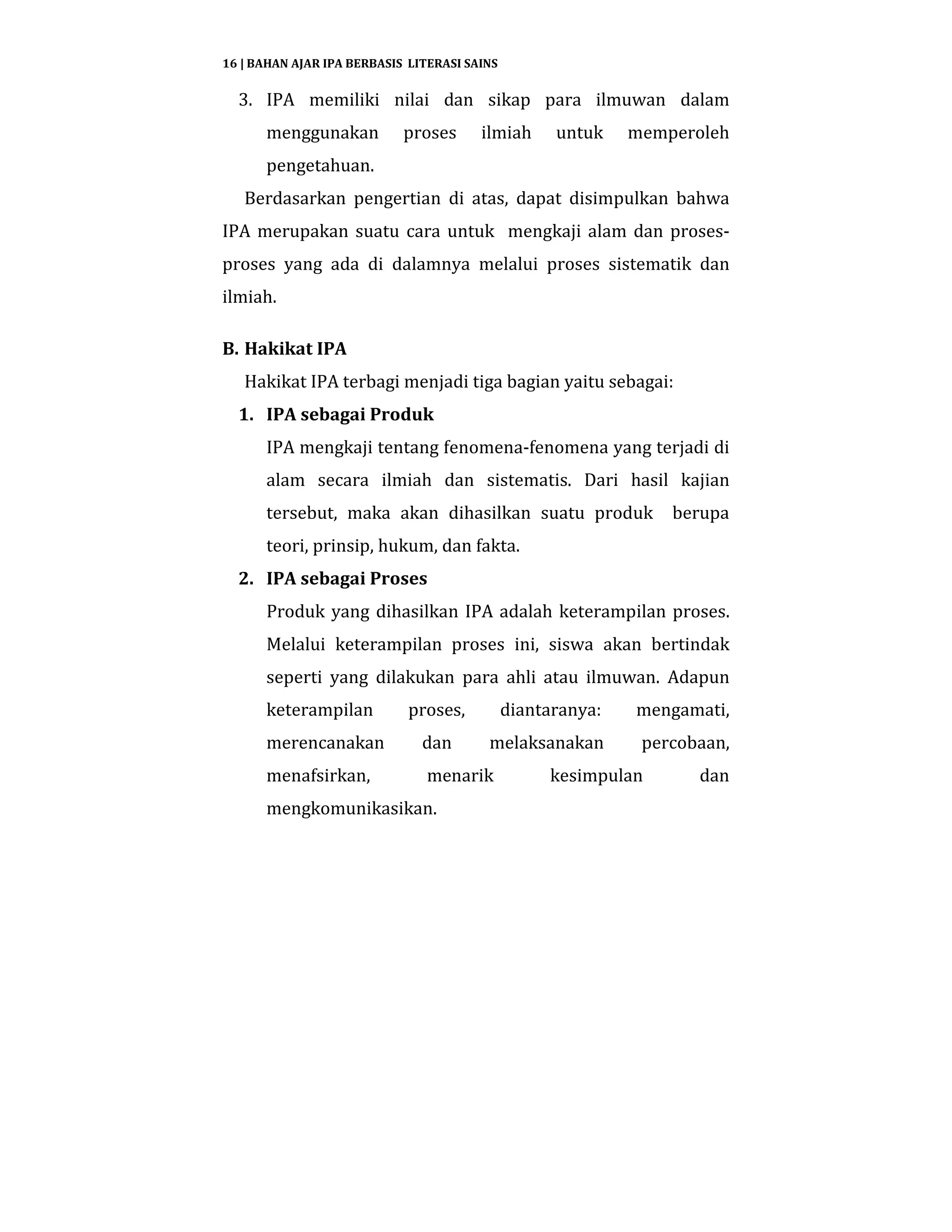 BAHAN AJAR IPA BERBASIS LITERASI SAINS | PDF