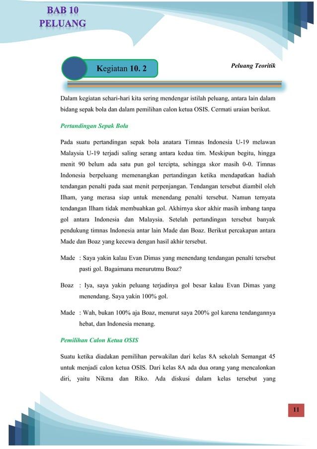 Bahan ajar materi peluang kelas viii | PDF