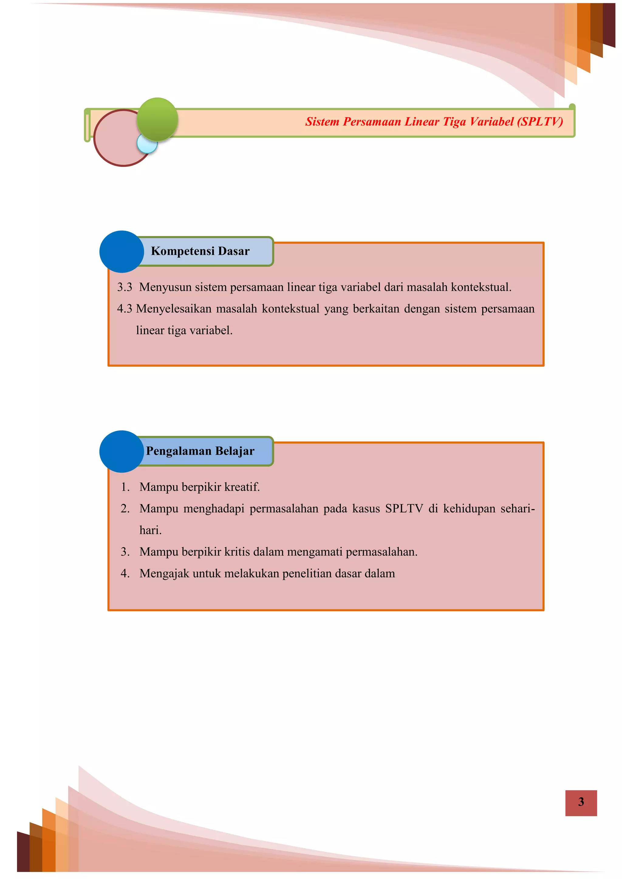 Bahan ajar materi spltv kelas x semester 1 | PDF