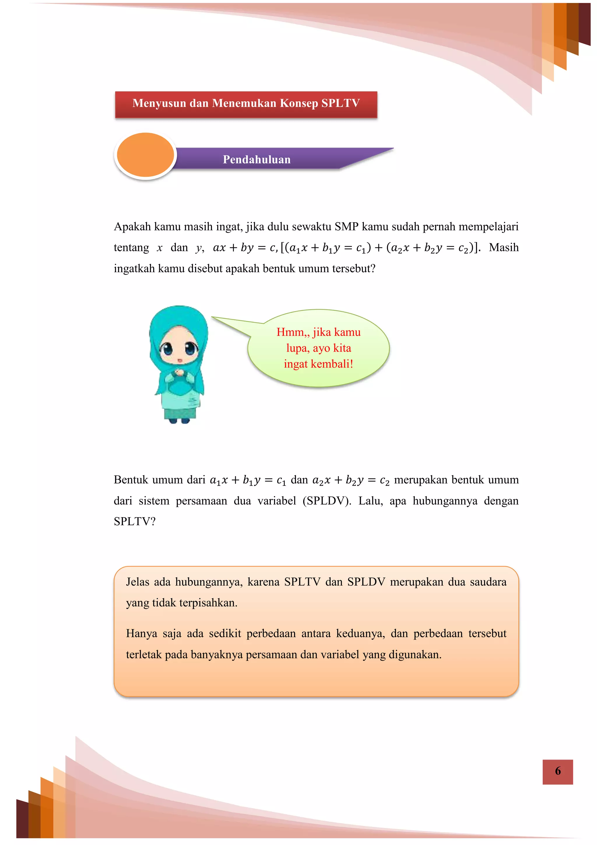 Bahan ajar materi spltv kelas x semester 1 | PDF