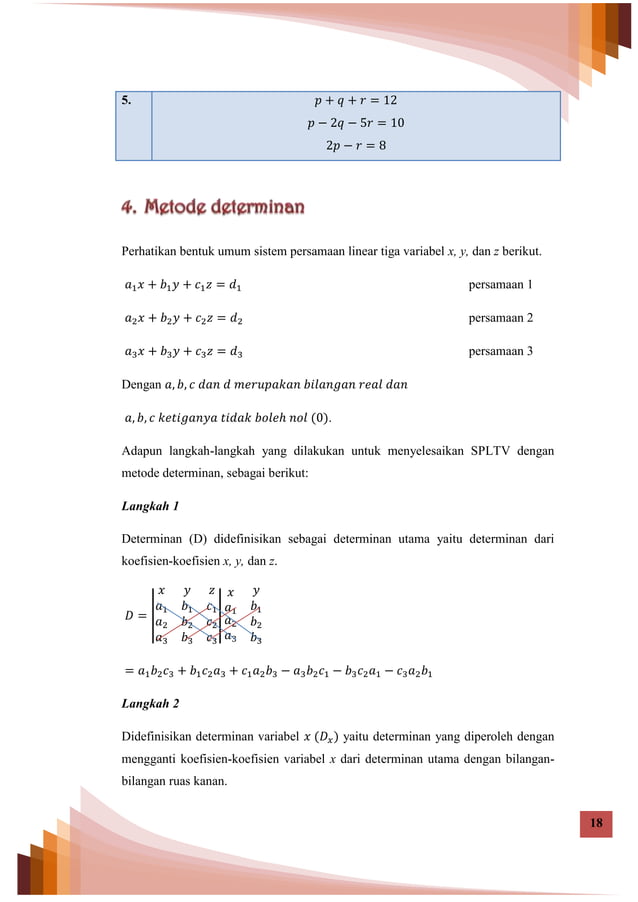 Bahan ajar materi spltv kelas x semester 1 | PDF