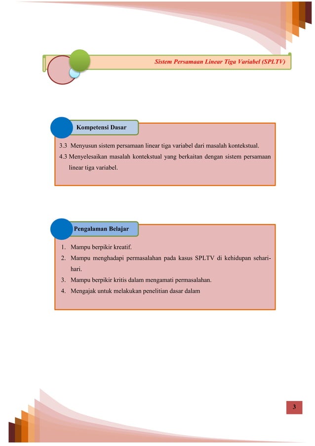 Bahan ajar materi spltv kelas x semester 1 | PDF