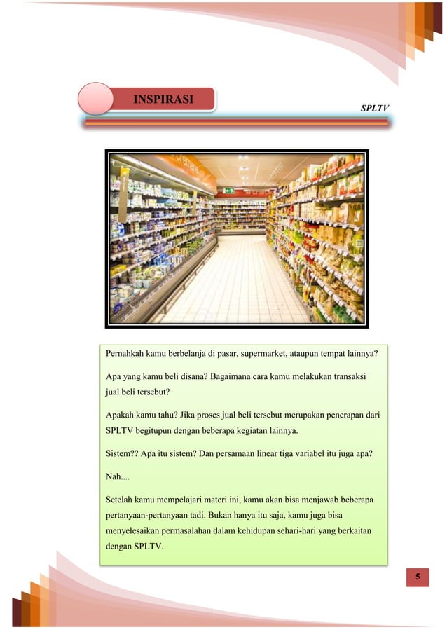 Bahan ajar materi spltv kelas x semester 1 | PDF