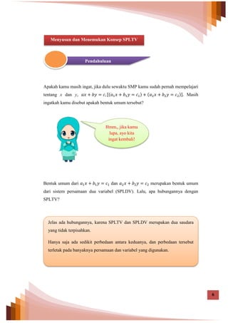 Bahan ajar materi spltv kelas x semester 1 | PDF