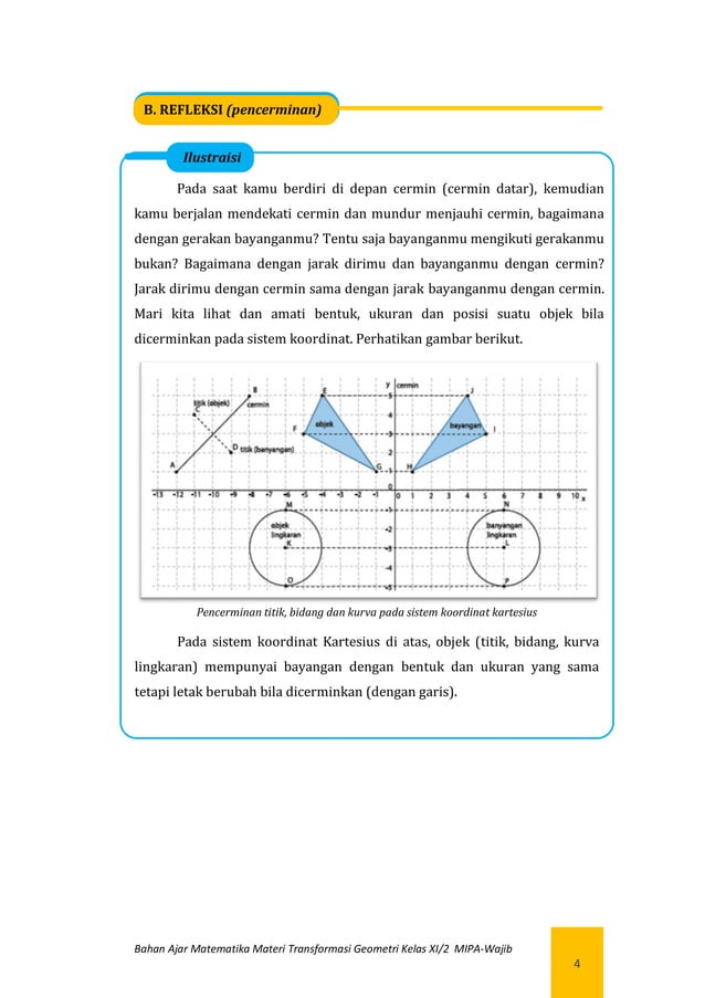 BAHAN AJAR MATERI TRANSFORMASI GEOMETRI KELAS XI | PDF
