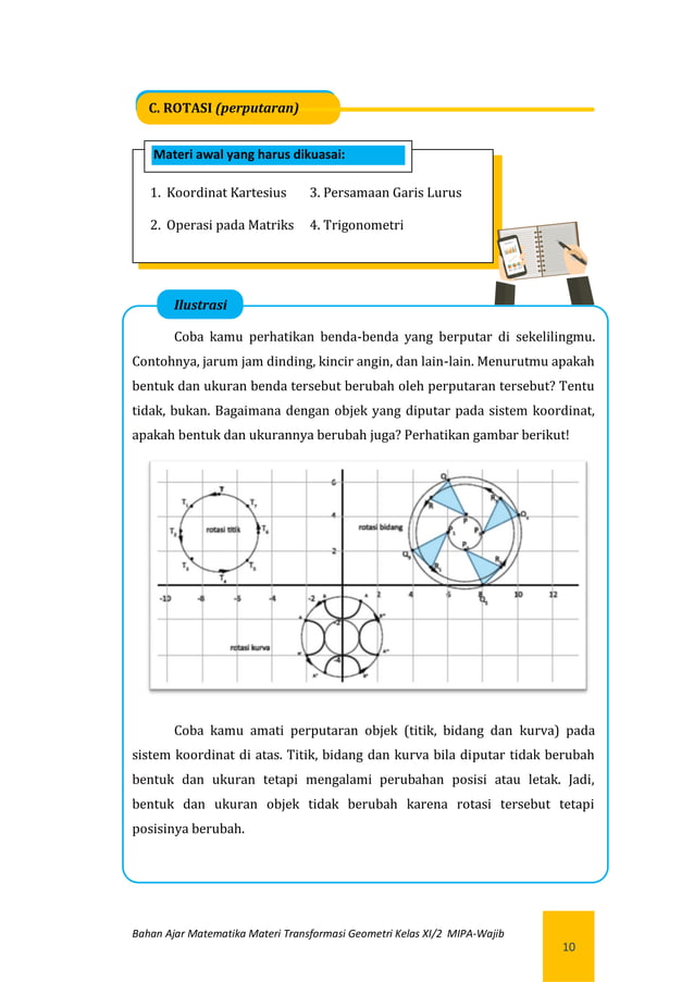 BAHAN AJAR MATERI TRANSFORMASI GEOMETRI KELAS XI | PDF