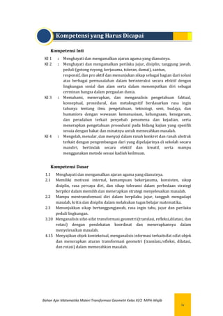 BAHAN AJAR MATERI TRANSFORMASI GEOMETRI KELAS XI | PDF