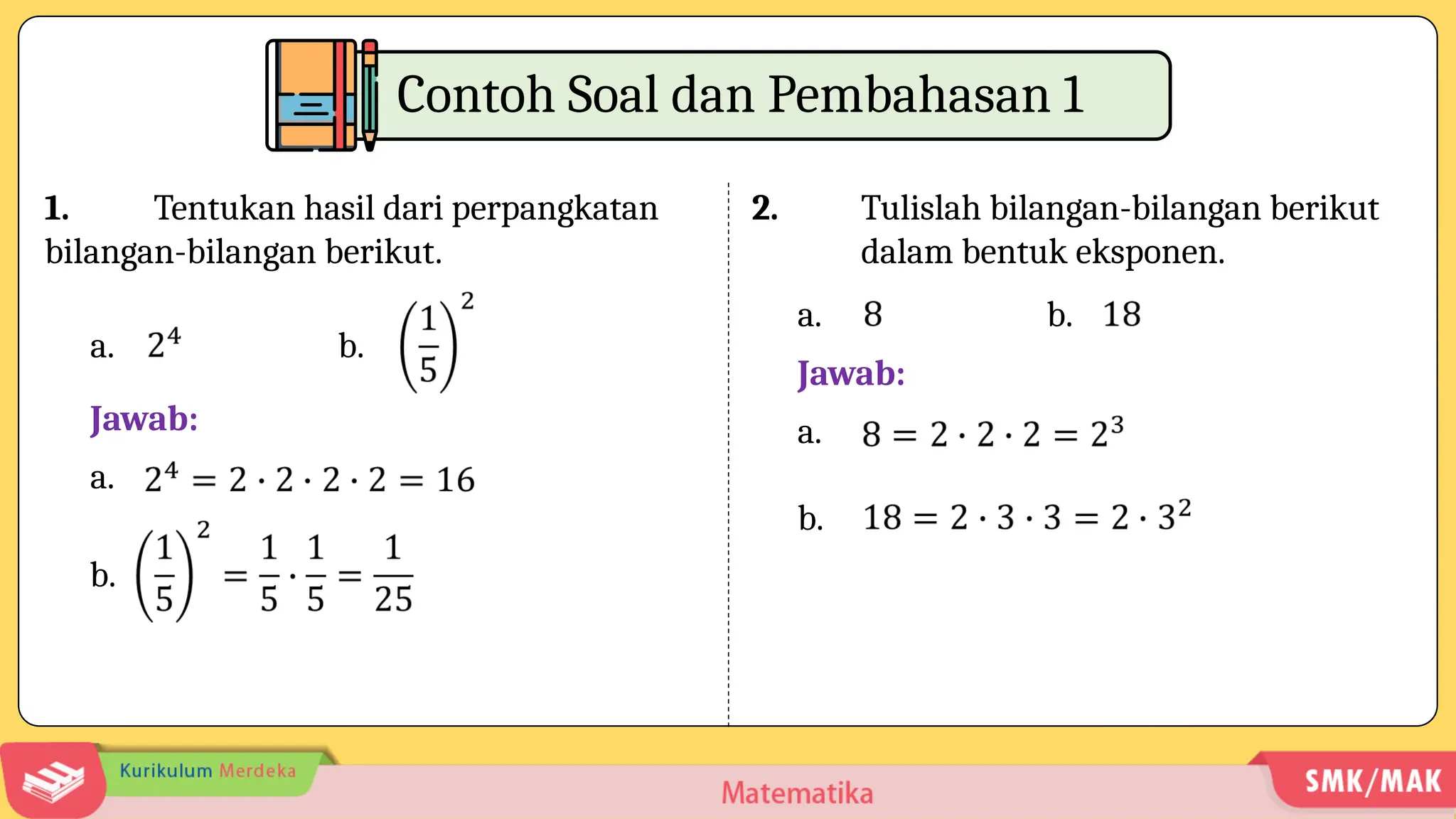 BAHAN AJAR MTK tentang eksponen (bilangan berpangkat) | PPTX