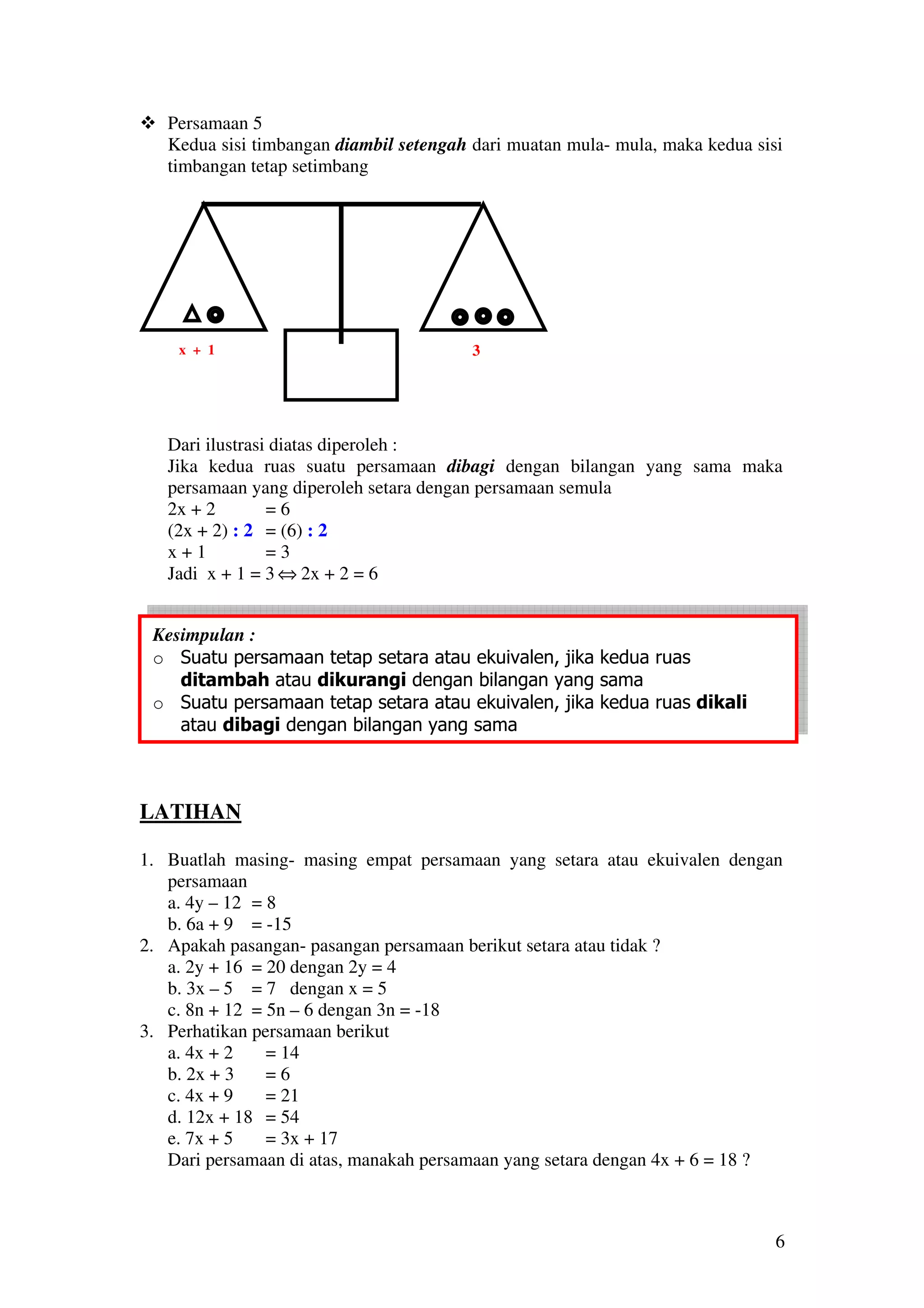 Bahan ajar persamaan dan pertidaksamaan linear satu variabel | PDF