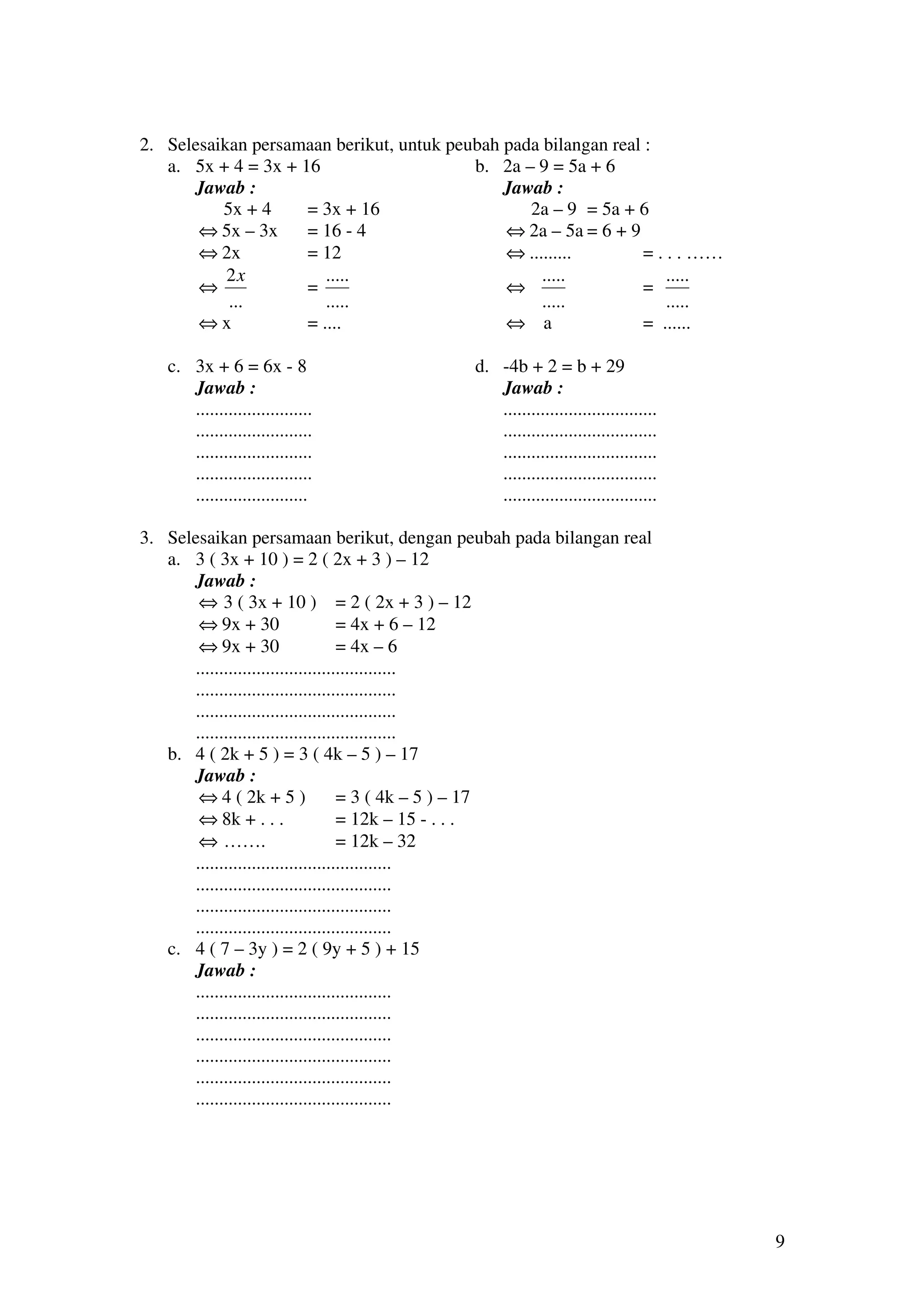 Bahan ajar persamaan dan pertidaksamaan linear satu variabel | PDF