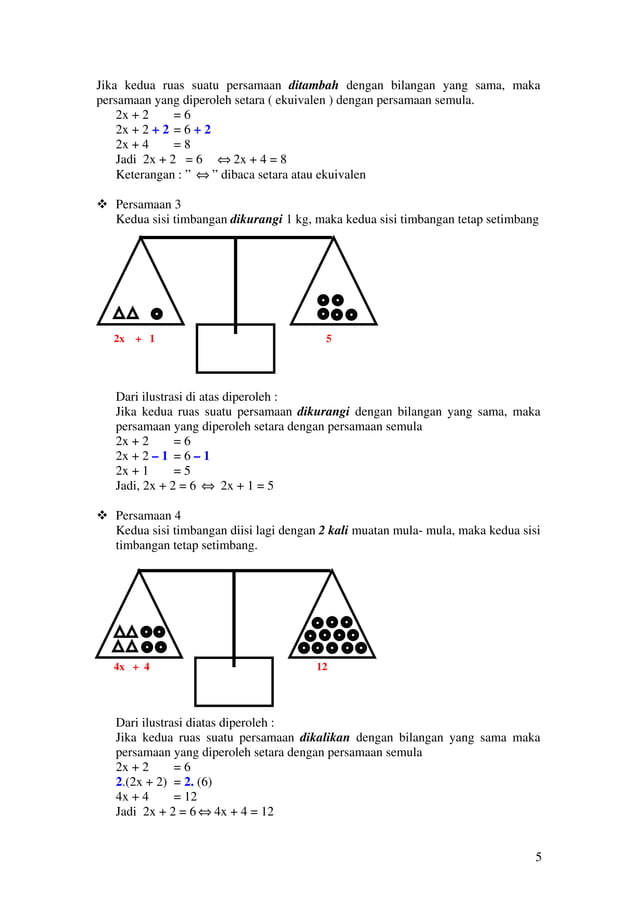 Bahan ajar persamaan dan pertidaksamaan linear satu variabel | PDF Bahan ajar persamaan dan pertidaksamaan linear satu variabel | PDF