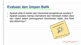 Bahan ajar pertemuan 1 Class & Object | PDF