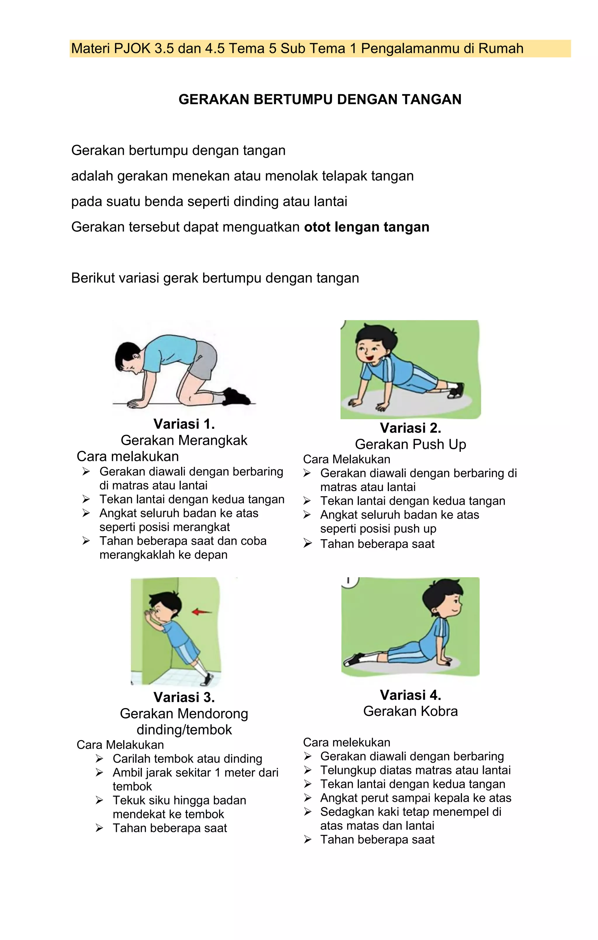 Bahan ajar pjok kelas 2 tema 5. sdn 3 ngantru_2022 | PDF