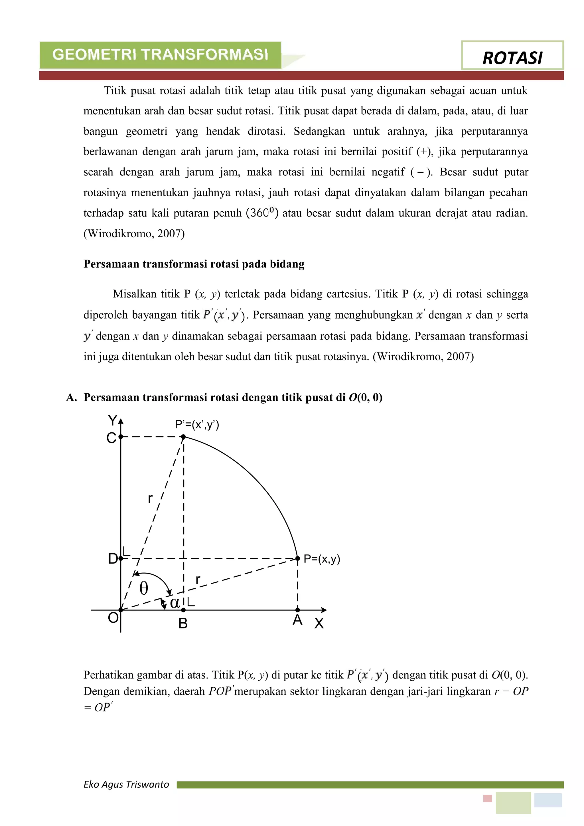 Bahan ajar rotasi geometri transformasi | PDF