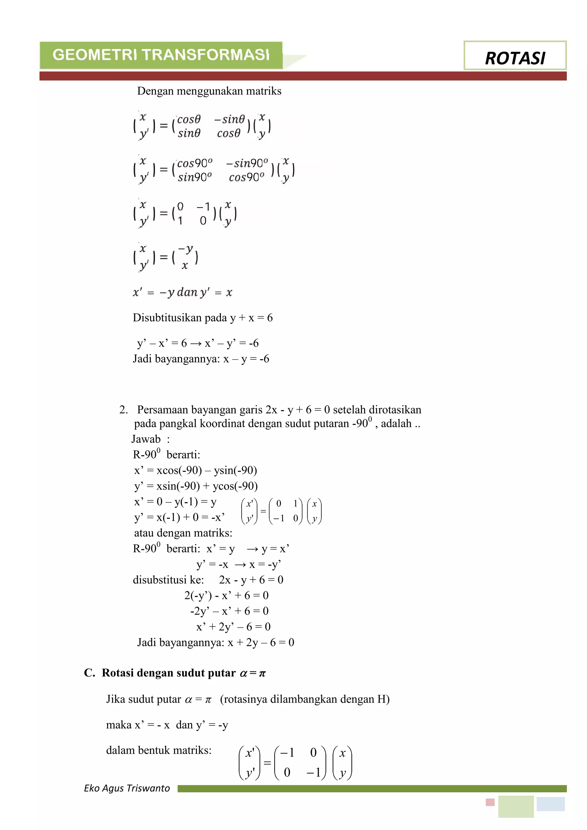 Bahan ajar rotasi geometri transformasi | PDF