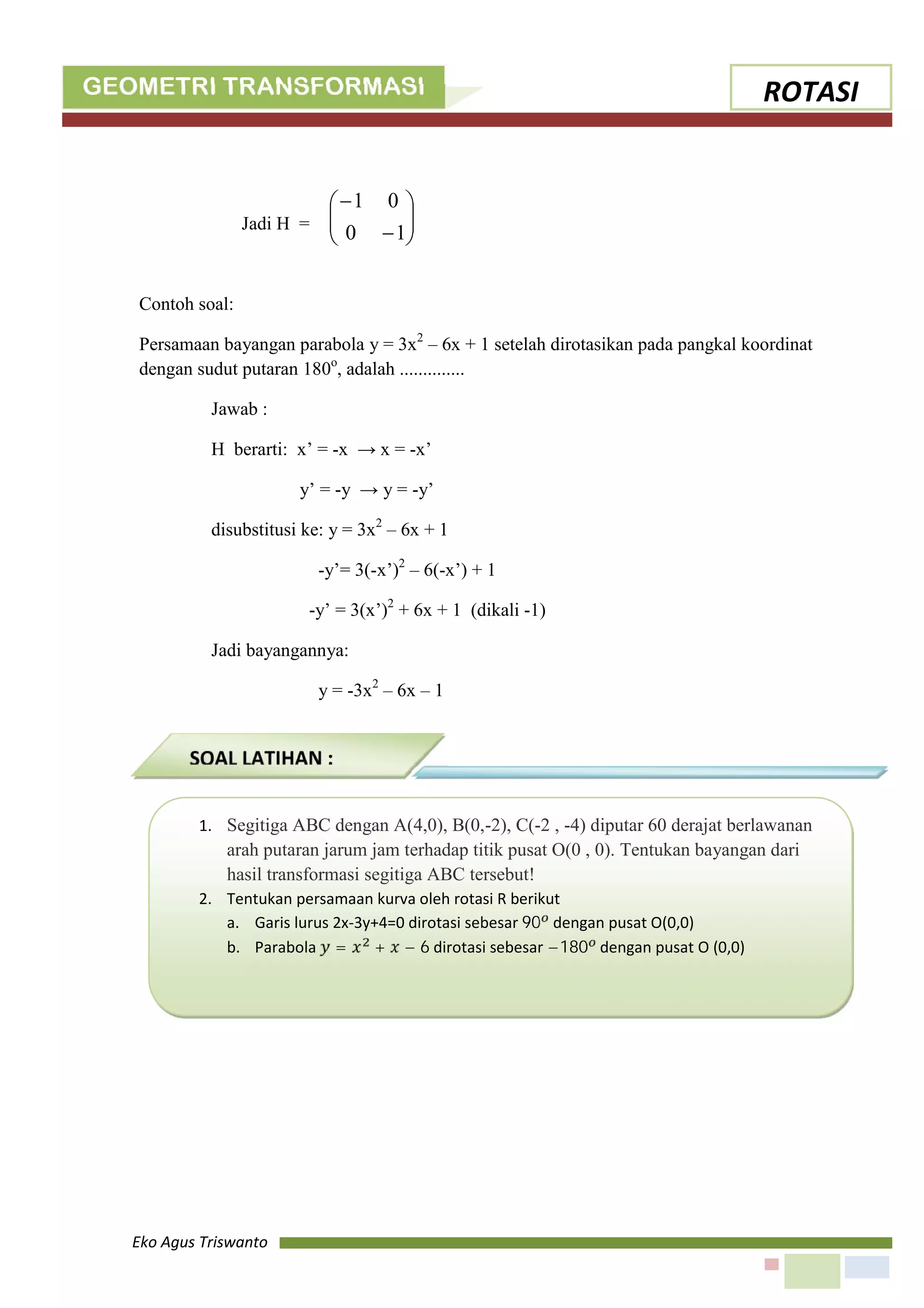 Bahan ajar rotasi geometri transformasi | PDF