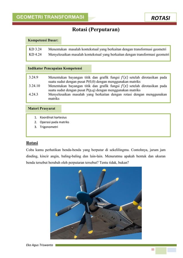 Bahan ajar rotasi geometri transformasi | PDF
