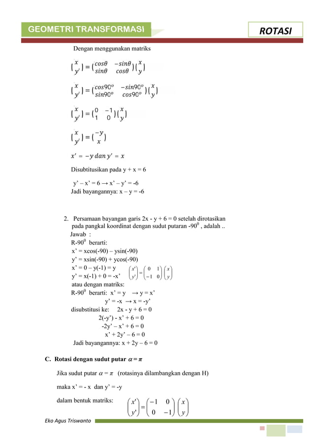 Bahan ajar rotasi geometri transformasi | PDF