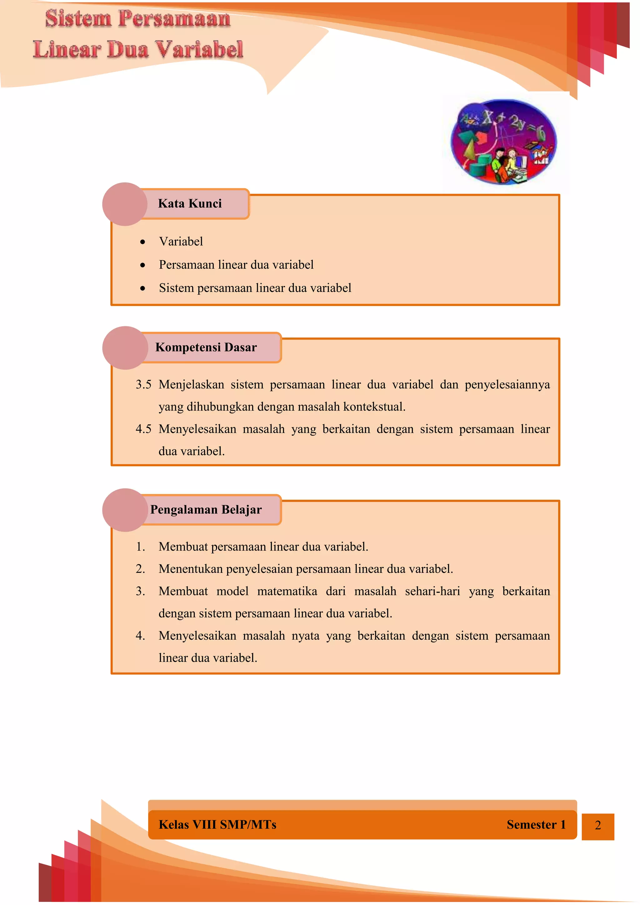 Bahan ajar sistem persamaan linear dua variabel kelas viii | PDF