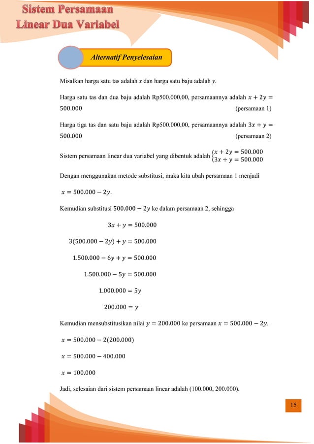 Bahan ajar sistem persamaan linear dua variabel kelas viii | PDF | Programming Languages | Computing