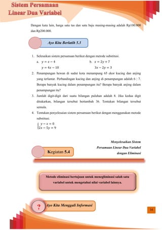 Bahan ajar sistem persamaan linear dua variabel kelas viii | PDF