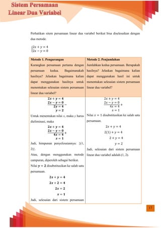 Bahan ajar sistem persamaan linear dua variabel kelas viii | PDF