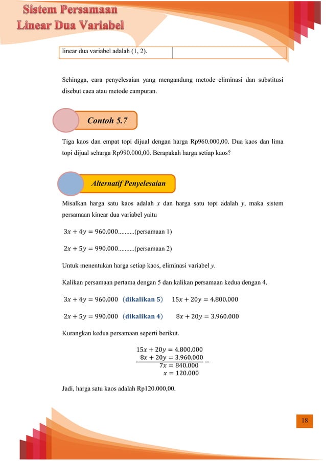 Bahan ajar sistem persamaan linear dua variabel kelas viii | PDF ...