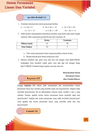 Bahan ajar sistem persamaan linear dua variabel kelas viii | PDF
