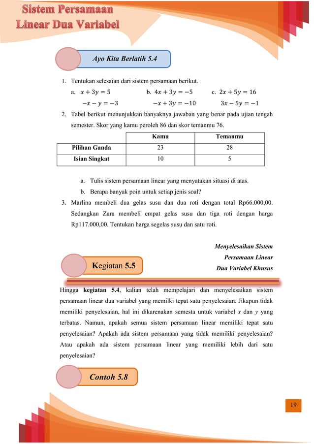 Bahan ajar sistem persamaan linear dua variabel kelas viii | PDF ...